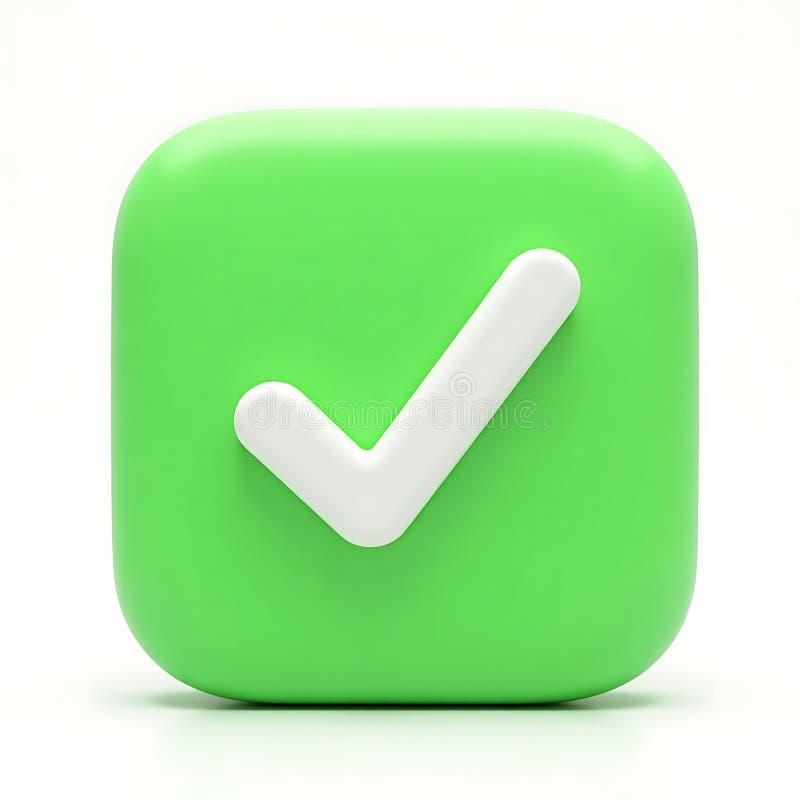 Green Checkmark 3D Icon Bright Simple Stock Illustration - Illustration ...