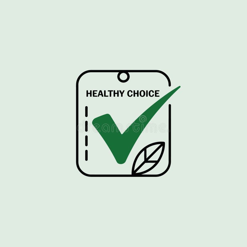 Green Checkmark Healthy Choice Label Icon Design Image Stock Vector ...