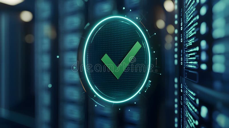Green Checkmark Icon Centered in a Digital Environment Symbolizing ...