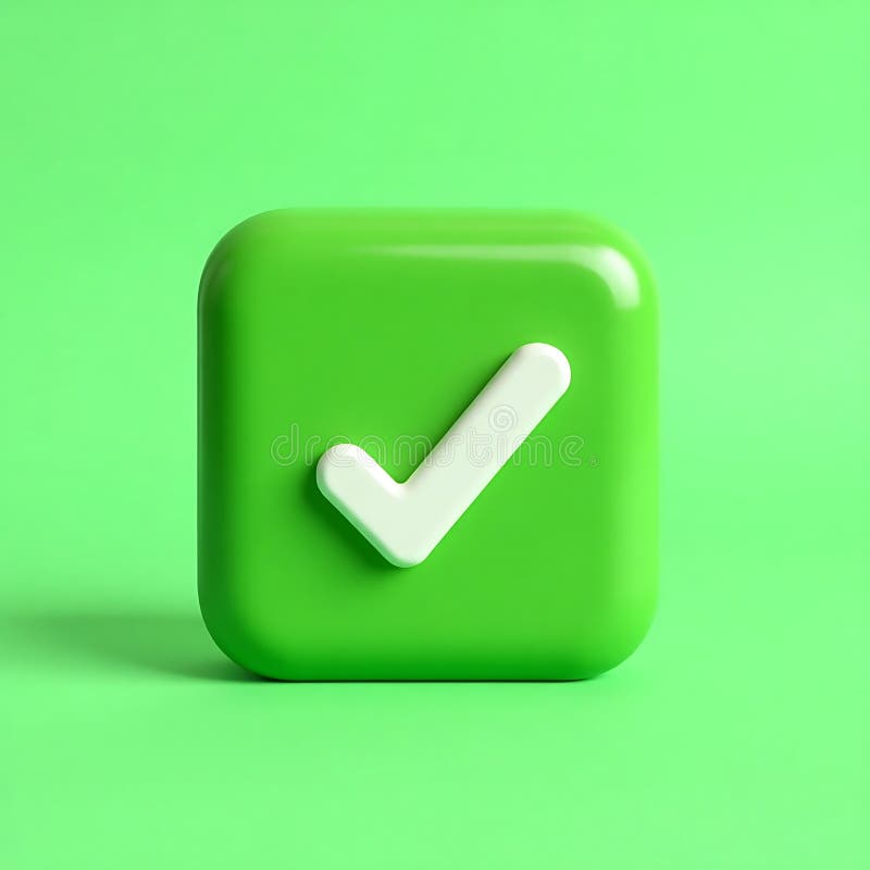 Green Checkmark Icon 3D Render Bright Green Stock Illustration ...
