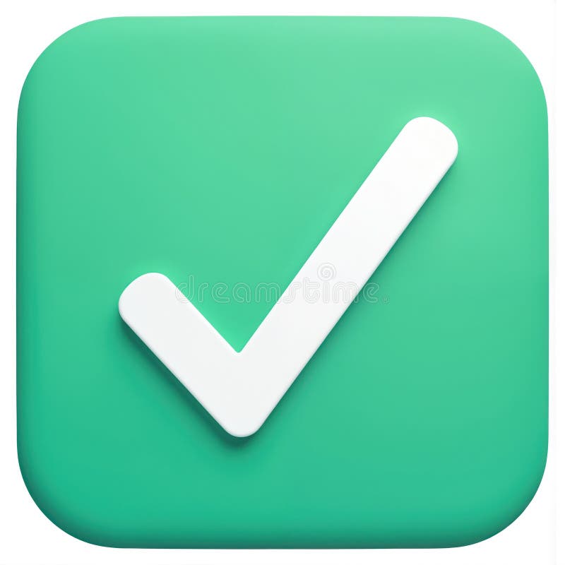 Green Checkmark Icon on Rounded Square Button. Approved, Completed ...