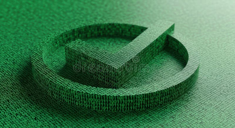 Green Checkmark Symbol in a Circle Made of Binary Code for Digital ...