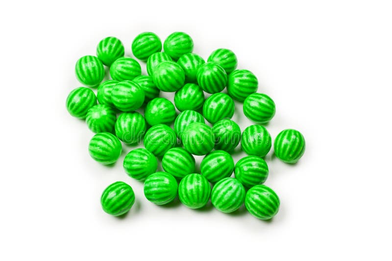 Green Chewing Gums and Bright Package Isolated on White. Silver Paper ...