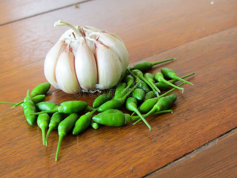 Green chili and garlic stock photo. Image of paprika - 78625630