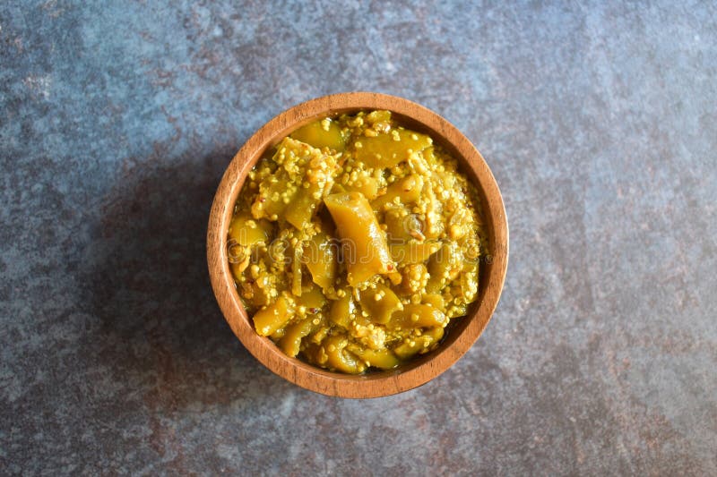 Green chili pickle in bowl stock image. Image of pickle - 271542583