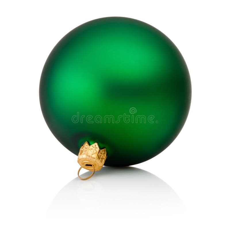 Green Christmas Ball with Ribbon Bow Isolated on White Background Stock ...