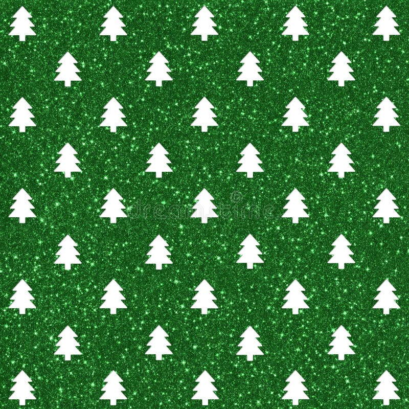 Green Christmas Glitter Pattern Texture with Trees Stock Illustration ...