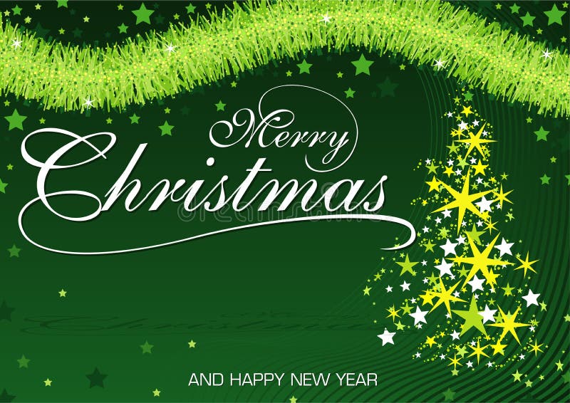 Green Christmas Greetings Card Stock Vector - Illustration of tree ...