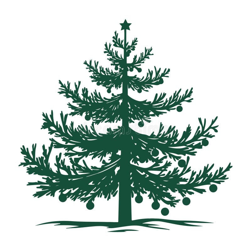 Green Christmas Tree Vector Style with White Background, Christmas Tree ...