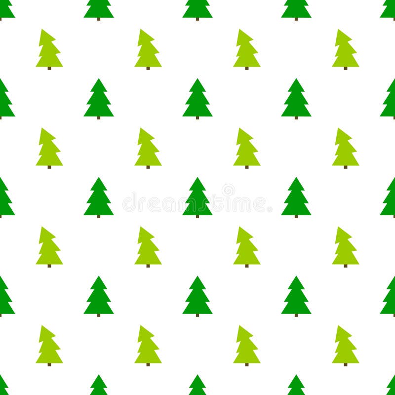 Green Christmas Trees Pattern on White Background Stock Vector ...