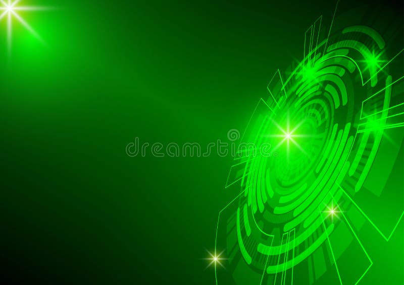 Green Circle and Light Technology Background, Abstract Digital Concept ...