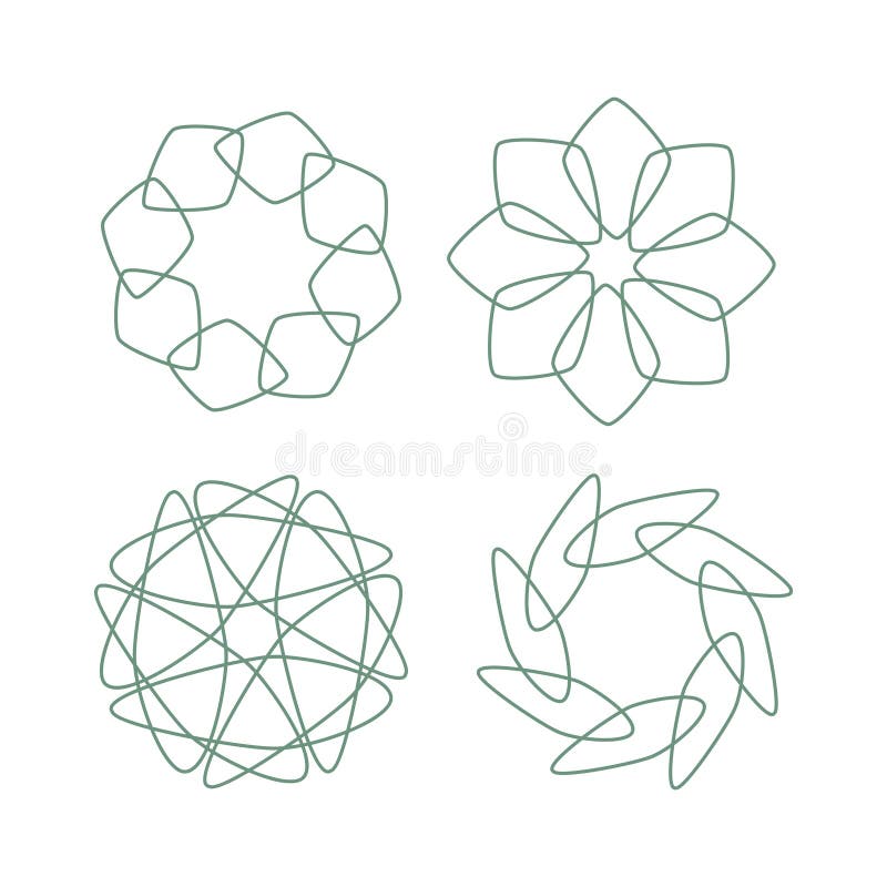 Green Circle Line Art Decoration Isolated Flat Design Stock ...