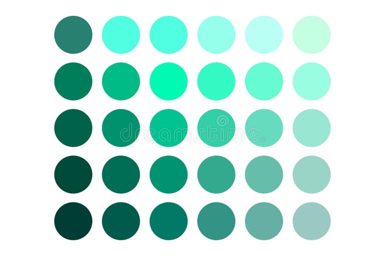 Green Circle Palette. Dot Gradient Layout. Round Color Swatches. Vector ...