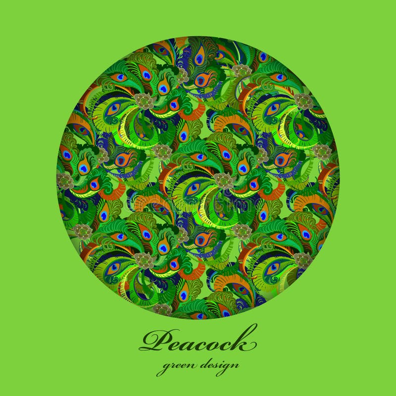 Peacock Feather Circle Pattern Stock Illustration - Illustration of ...