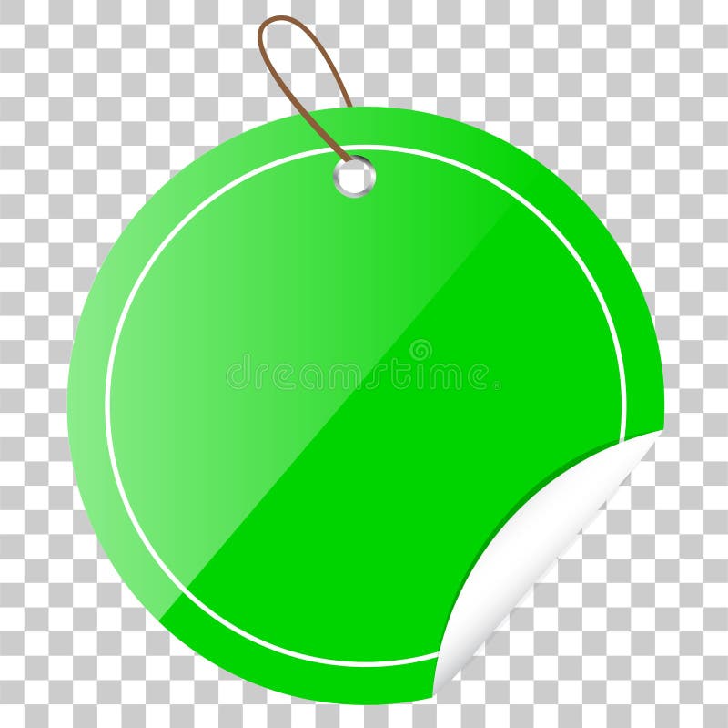 Green Circle Tag or Label with Curl Effect, at Transparent Effect ...