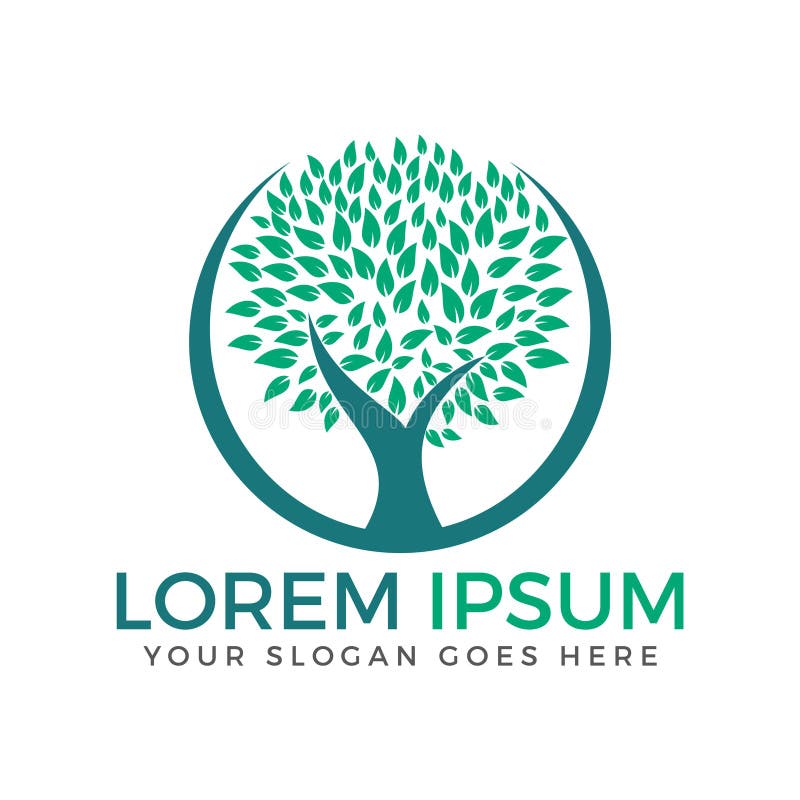 Green Circle Tree Vector Logo Design . Stock Vector - Illustration of ...