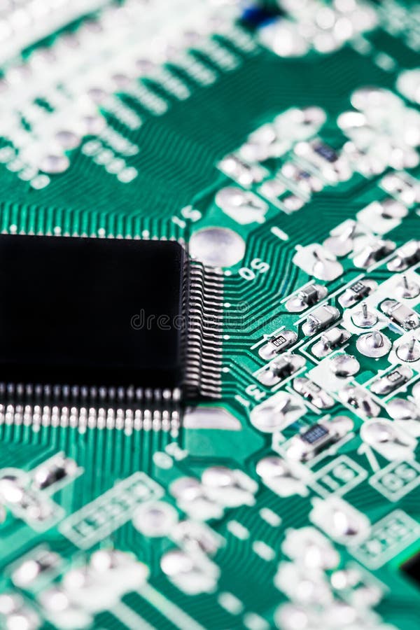 Microchip Integrated on Green Motherboard Computer Science Stock Photo ...