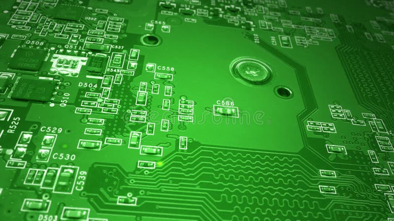 A Green Circuit Board with a Red Tower on Top Stock Video - Video of ...