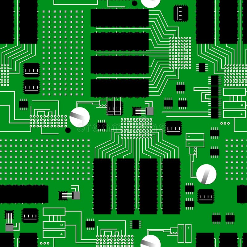 Green Circuit Board Seamless Pattern Stock Vector - Illustration of ...