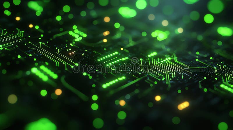 Green Circuit Matrix Pattern on Black Stock Photo - Image of circuit ...