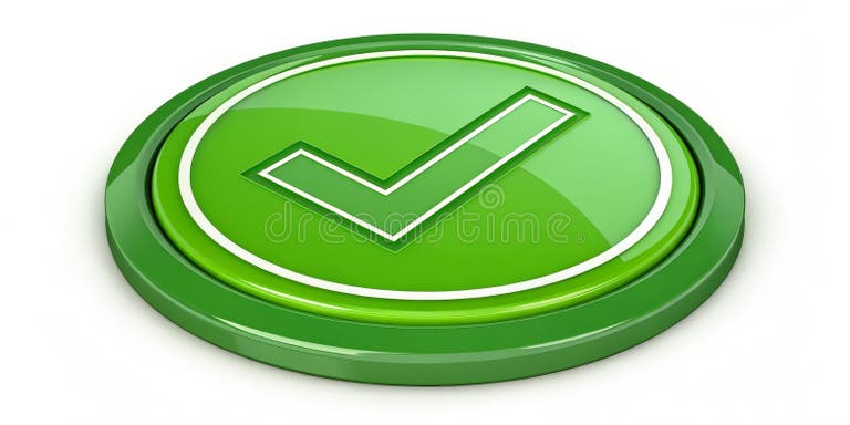 Green Circular Checkmark Button 3D Render, Glossy, Approval, Checkmark ...