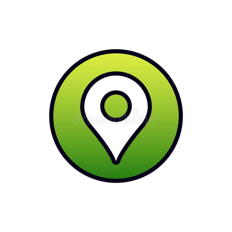 Green Circular Map Pin with Gradient Design and Black Outline for ...