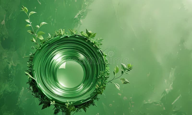 Green, Circular Object with Reflective Surface is Surrounded by Lush ...