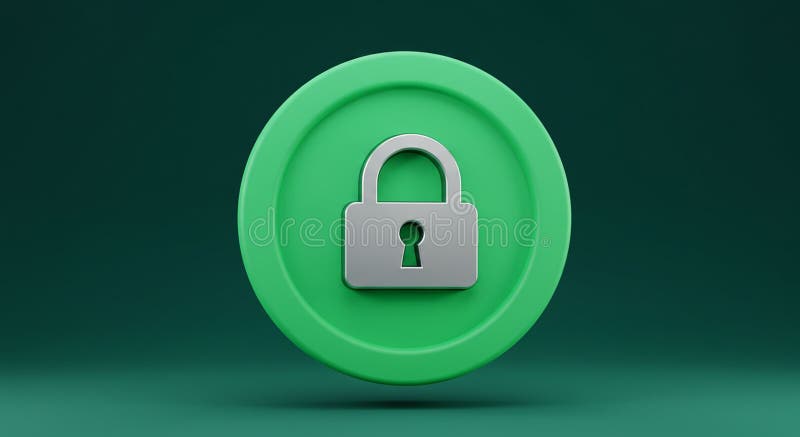 Green Circular Platform with a 3D Padlock Icon in the Center. the ...