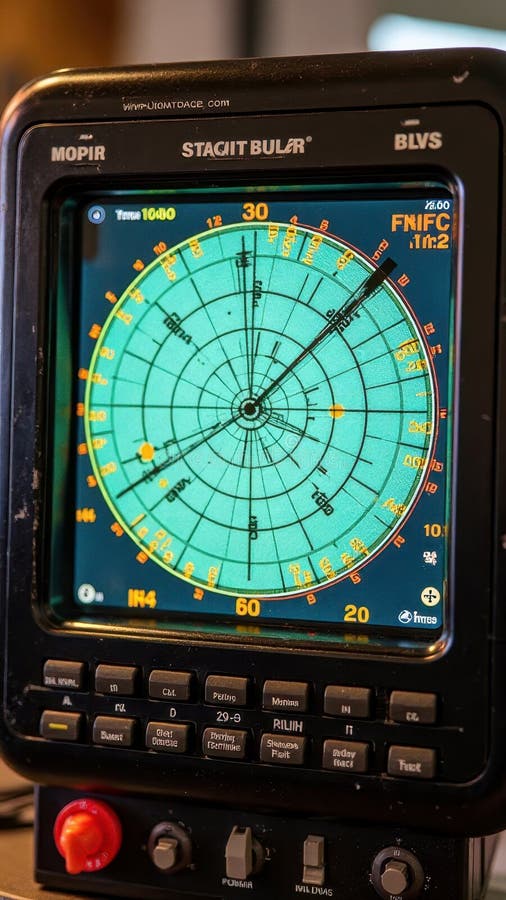 Green Circular Radar Screen with Detected Objects on Control Panel ...