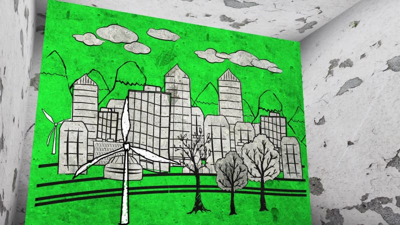 Green City Buildings Ecology Animation Stock Footage - Video of ...