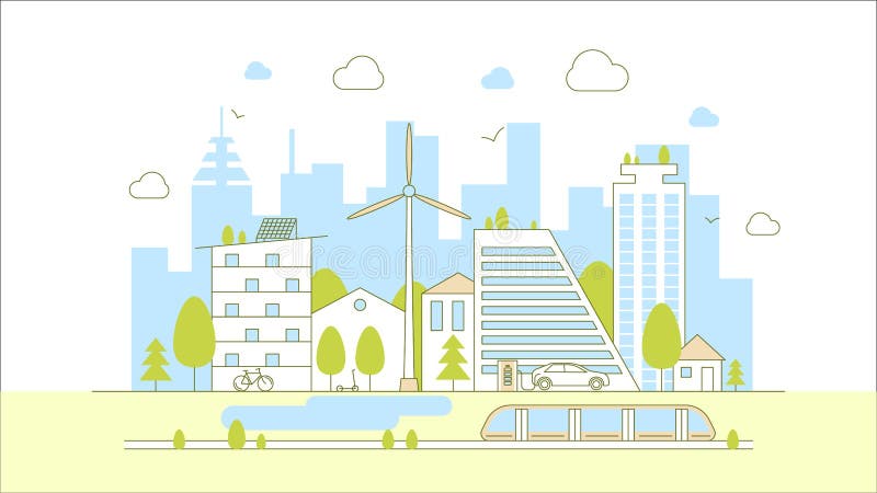 Green City Concept Color Contour Linear Style. Vector Stock Vector ... Green City Concept Color Contour Linear Style. Vector Stock Vector ...