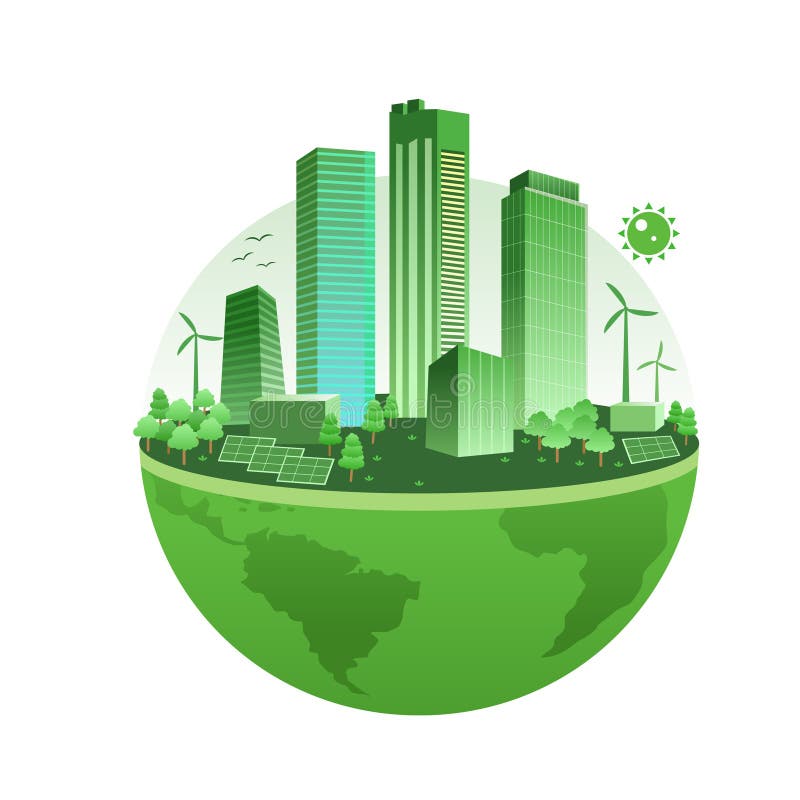 Green City Concept. Go Green Save the World Illustration Stock Vector ...
