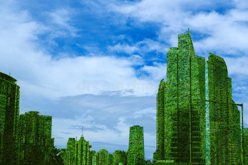 Green City Development Concept with Blue Sky Stock Illustration ...