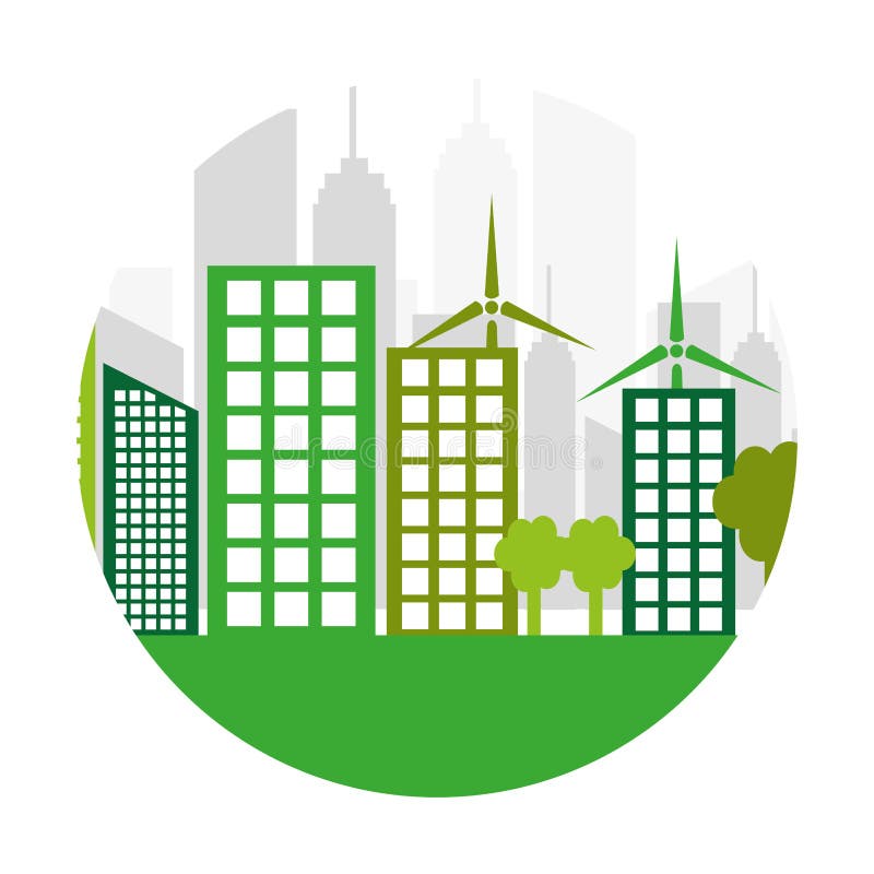Green City Ecology Buildings Stock Illustration - Illustration of ...