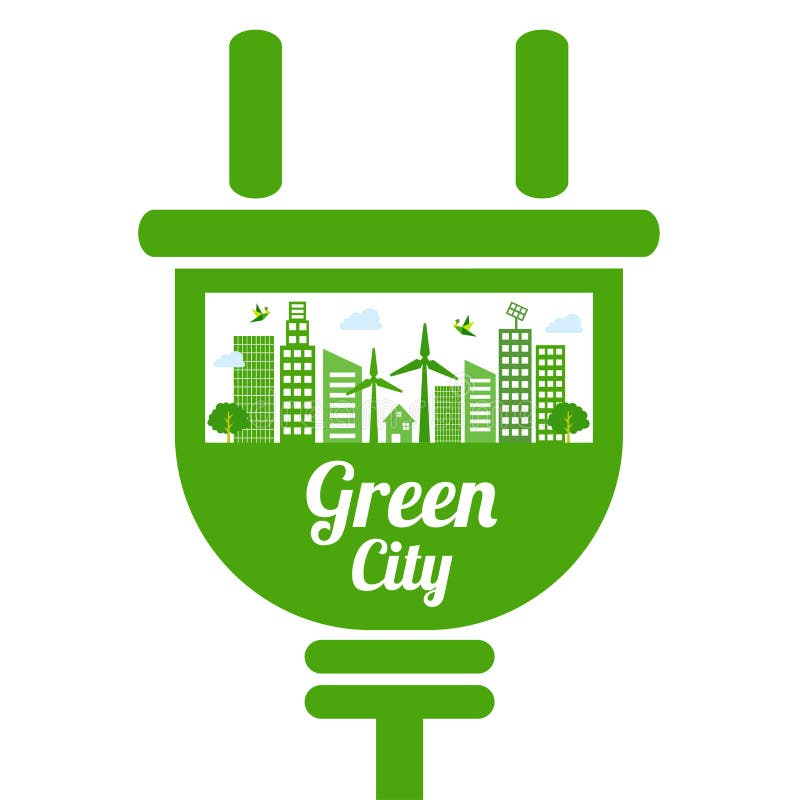 Green city icon stock vector. Illustration of green, ecology - 94209339