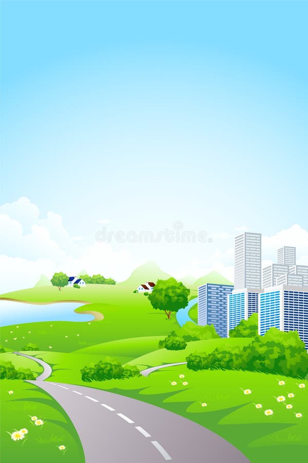 Green City Landscape stock vector. Illustration of green - 17817734