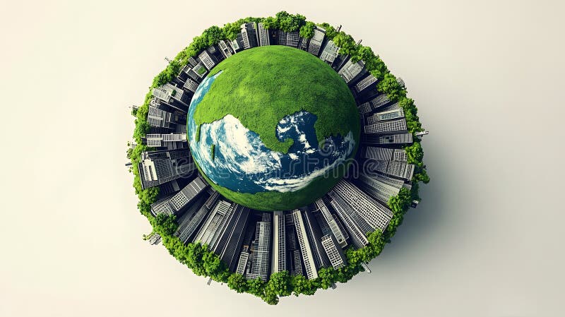 Green City Landscape with Planet Earth Theme Stock Image - Image of ...