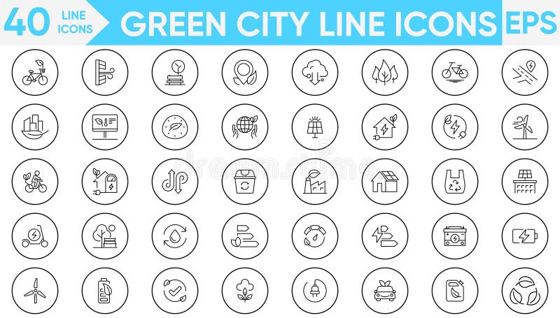 Green City Line Icons Vector and Illustrator Stock Vector ...