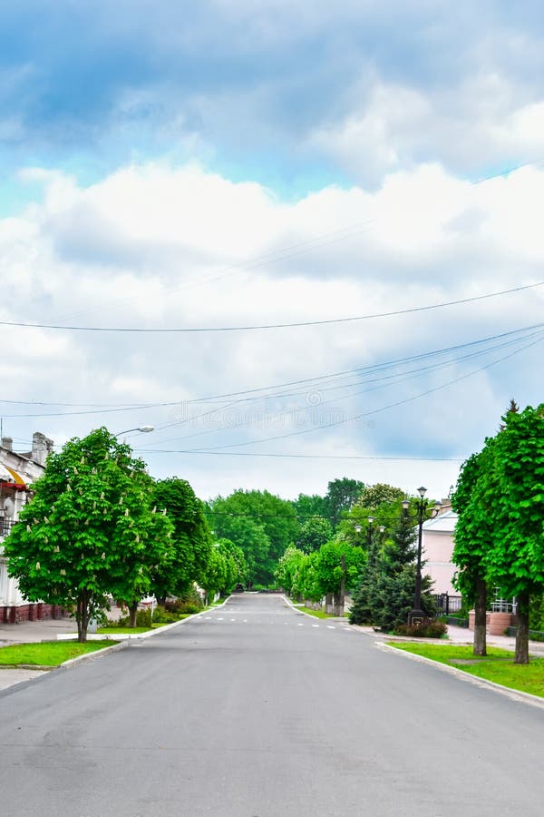 Green City Park. the Road in the City. Spring Trees in Bloom. Chestnuts ...