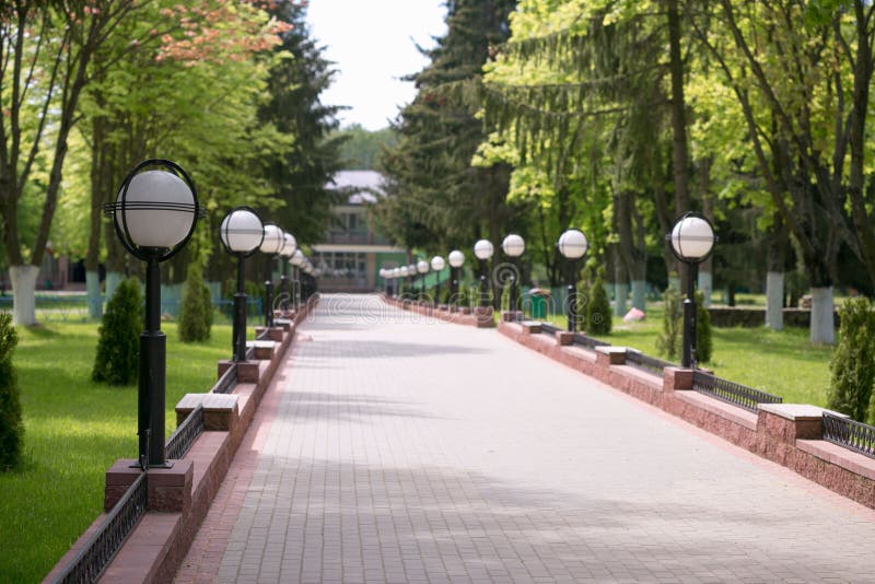 Green City Park in Sunny Summer Day Stock Photo - Image of lantern ...