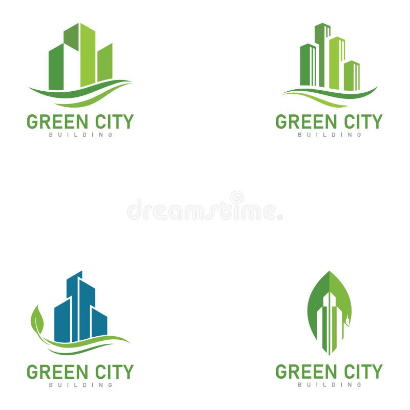 Green City Skyline Logo Design Property Building Vector Icon Stock ...