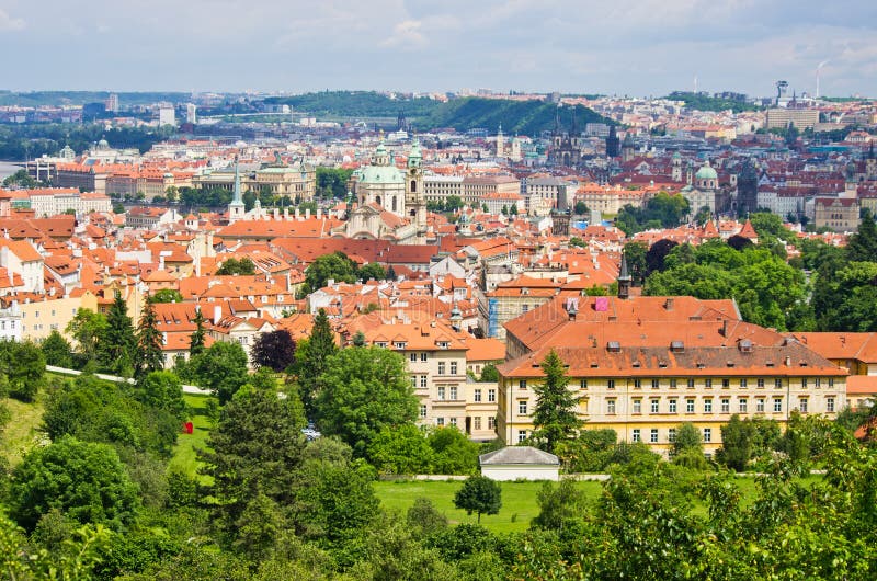 Green cityscape of Prague stock image. Image of european - 45032729
