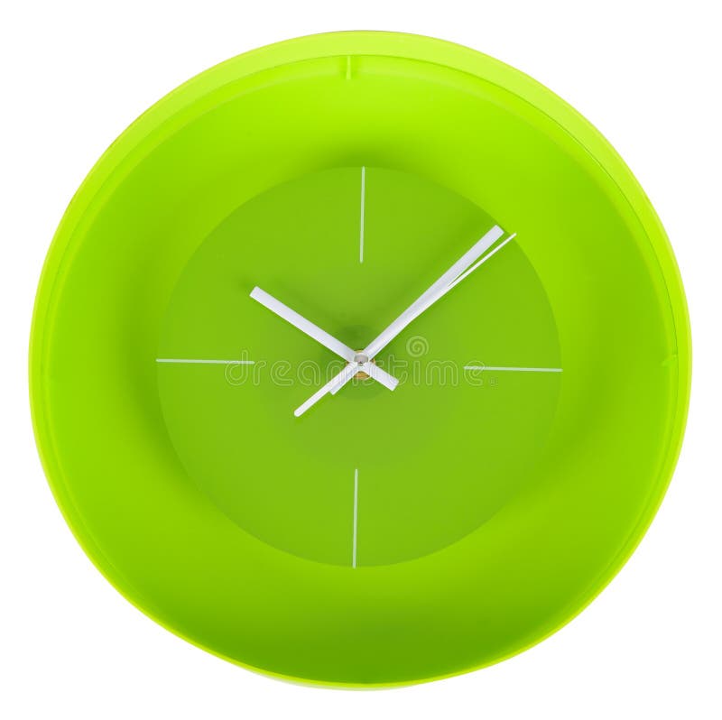 Green Classic Clock on a White Wall Stock Illustration - Illustration ...