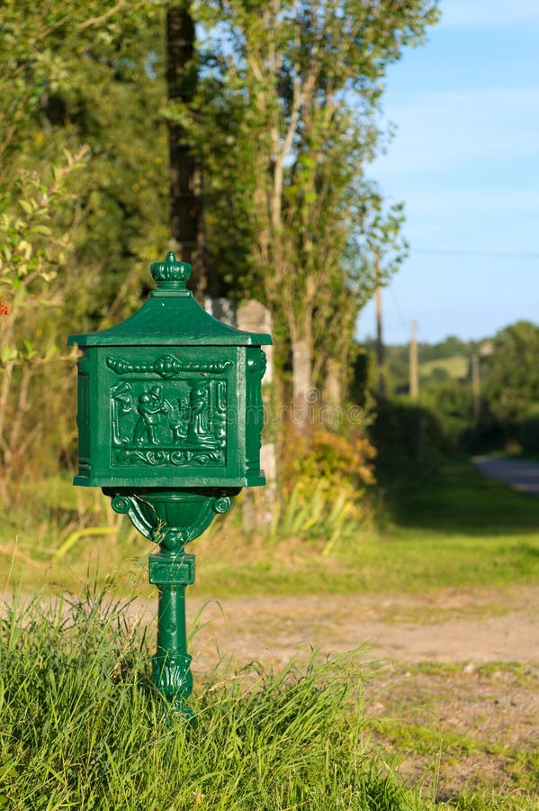 Green classic post box stock photo. Image of mail, outdoor - 100985466