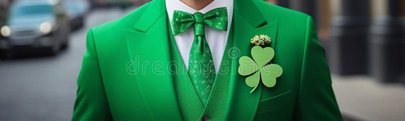 Green Classic Suit with Shamrock Stock Illustration - Illustration of ...