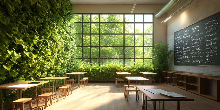 Green Classroom EcoFriendly Learning Space Background Wallpaper Stock ...