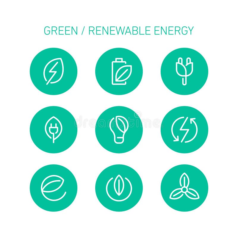 Green, Clean, Renewable Energy Vector Icon Stock Vector - Illustration ...