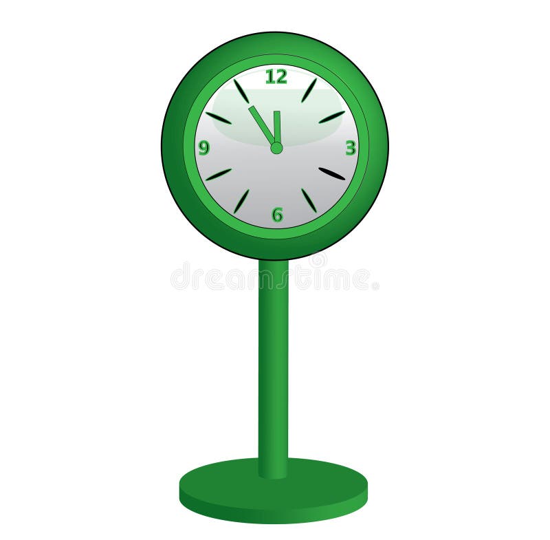 Green clock stock vector. Illustration of midnight, single - 10384902