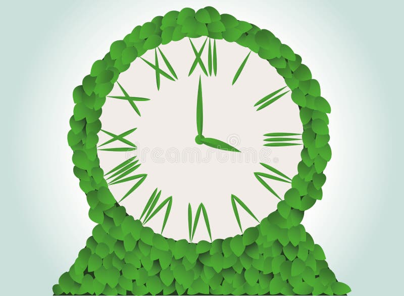 Green clock stock vector. Illustration of flora, leaves - 38399036