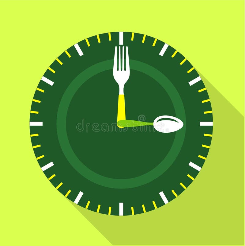 Green Clock Face Icon, Flat Style Stock Vector - Illustration of ...